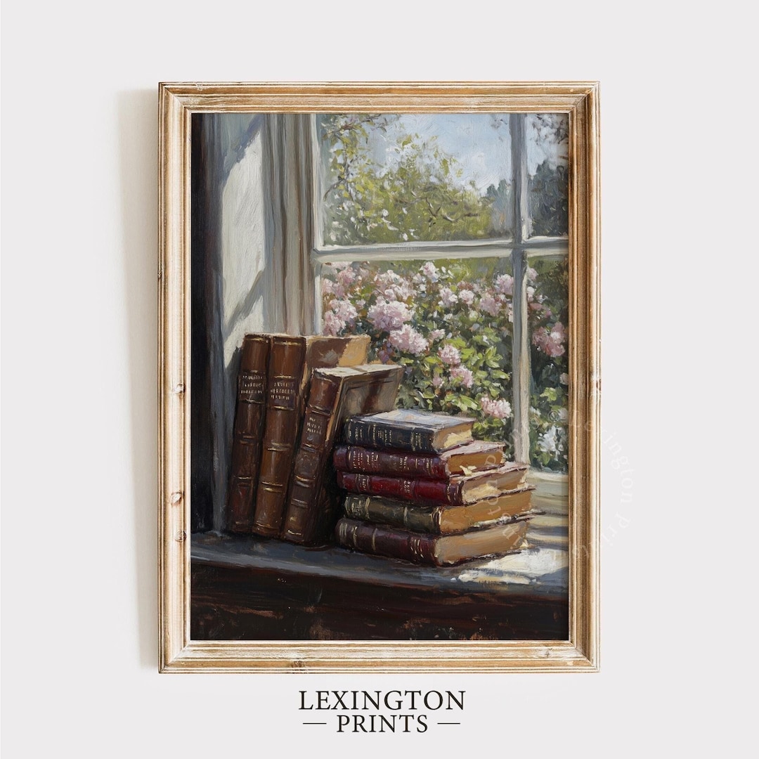 Spring Book Stack Print, Farmhouse PRINTABLE Wall Art, Spring Print ...