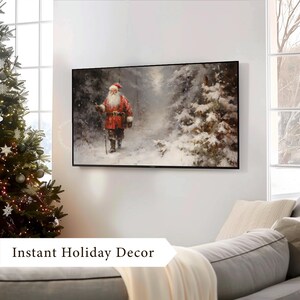 Santa Christmas Frame TV Art Christmas Santa Christmas Wall Art Winter ...