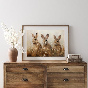 Spring Bunny Rabbits Spring Decor, Vintage Farmhouse Print, Vintage ...