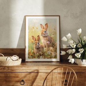 Spring Bunny Rabbits Spring Decor Vintage Spring Printable Farmhouse ...