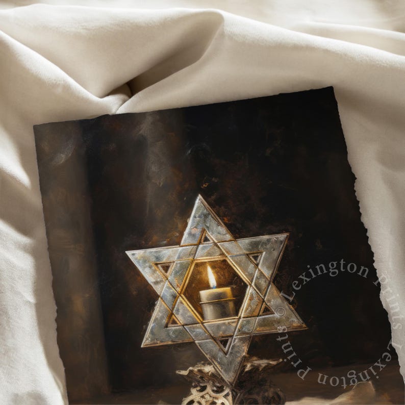 Vintage Jewish Wall Art Star of David Art Oil Painting Printable Art ...