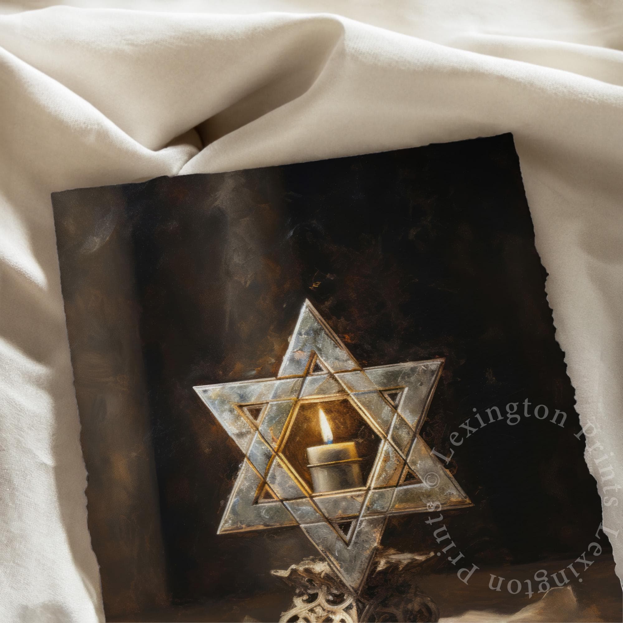 Vintage Jewish Wall Art Star of David Art Oil Painting Printable Art ...