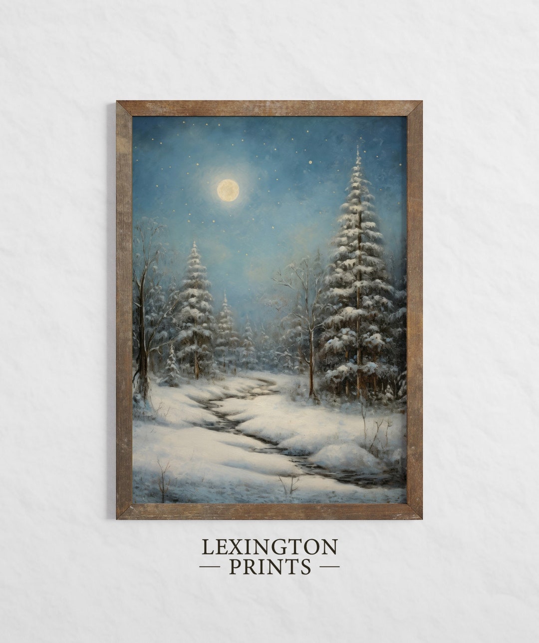 Vintage Christmas Landscape Painting Christmas Wall Art Christmas Print ...
