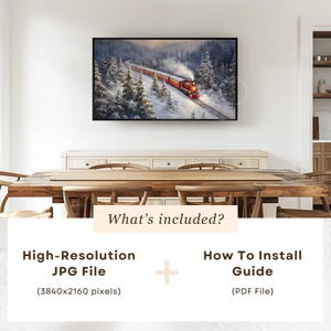 Christmas Train Art Christmas Frame TV Art Christmas Wall Art Forest ...