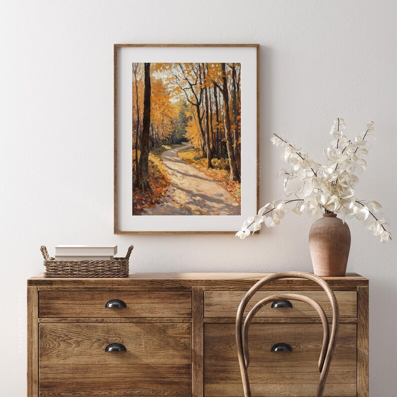 Fall Forest Pathway Art, Fall PRINTABLE Wall Art, Moody Autumn Decor ...