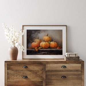 Vintage Halloween Wall Decor Printable Pumpkin Still Life Painting ...