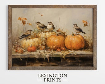 Fall Printable Pumpkin Wall Art, Fall Decor Vintage Fall Print Rustic ...