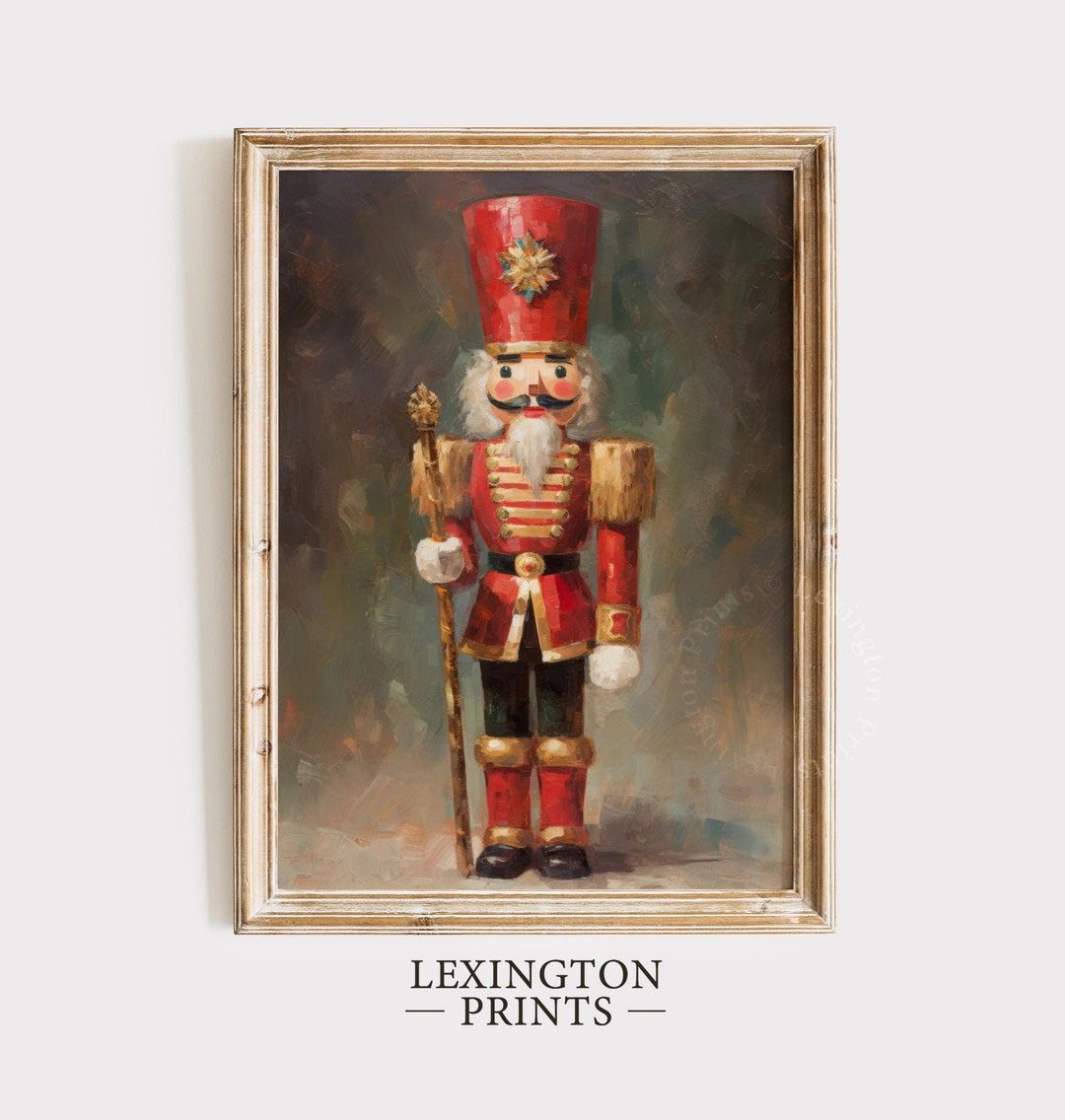 Nutcracker Toy Vintage Christmas Wall Art Printable Christmas Painting ...