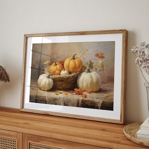 Rustic Fall Wall Decor Printable Pumpkin Still Life Painting Fall Art ...