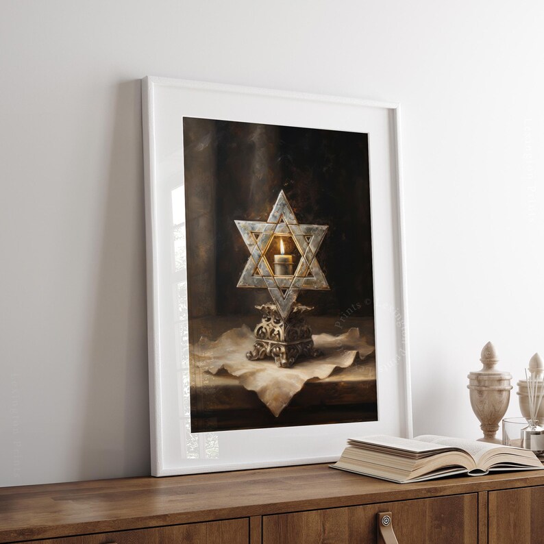 Vintage Jewish Wall Art Star of David Art Oil Painting Printable Art ...