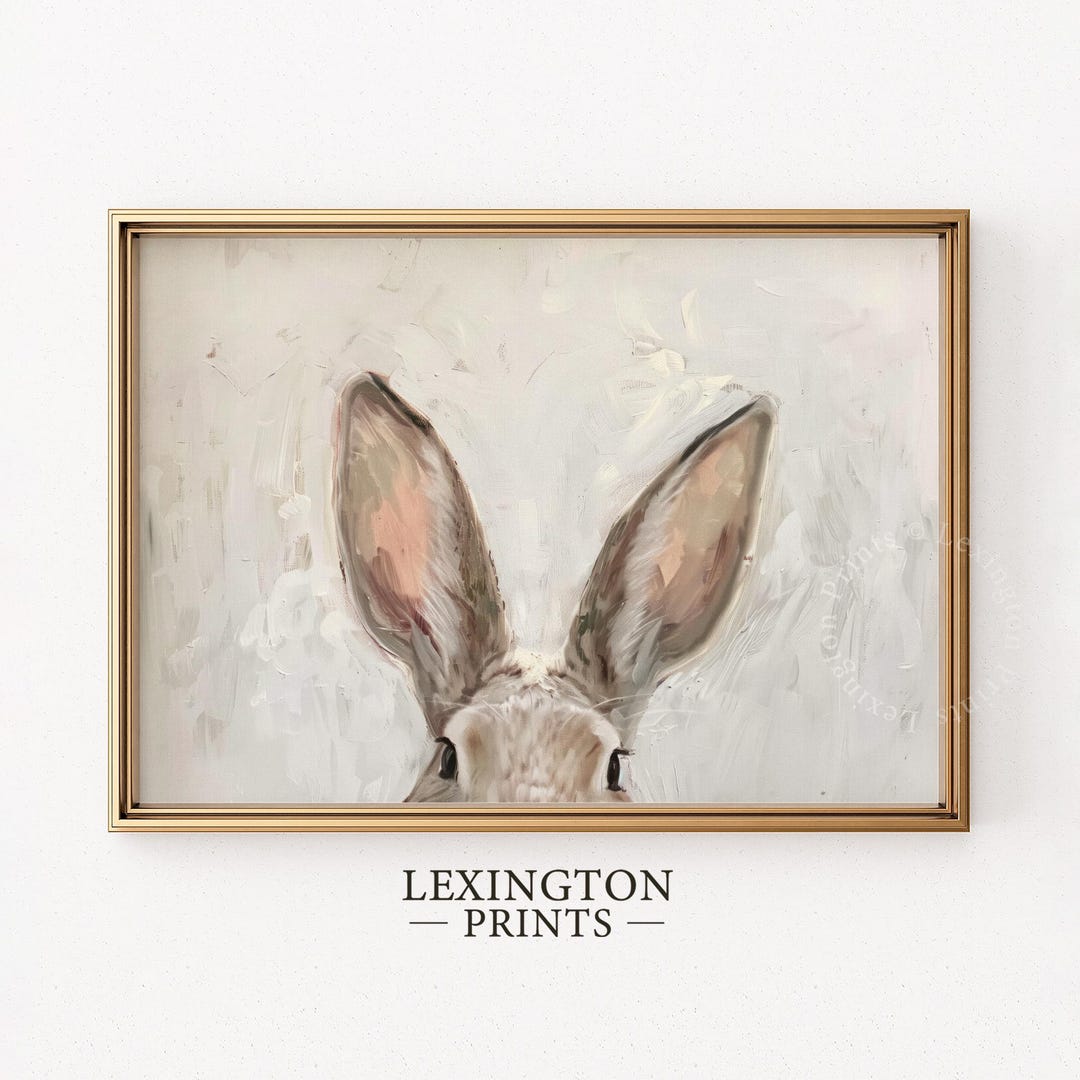 Vintage Easter Bunny Print, Easter PRINTABLE Wall Art, Muted Spring ...