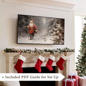 Santa Christmas Frame TV Art Christmas Santa Christmas Wall Art Winter ...