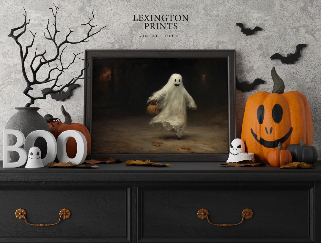 Halloween Decor Cute Ghost Decor Trick or Treat Bag Halloween Wall Art ...