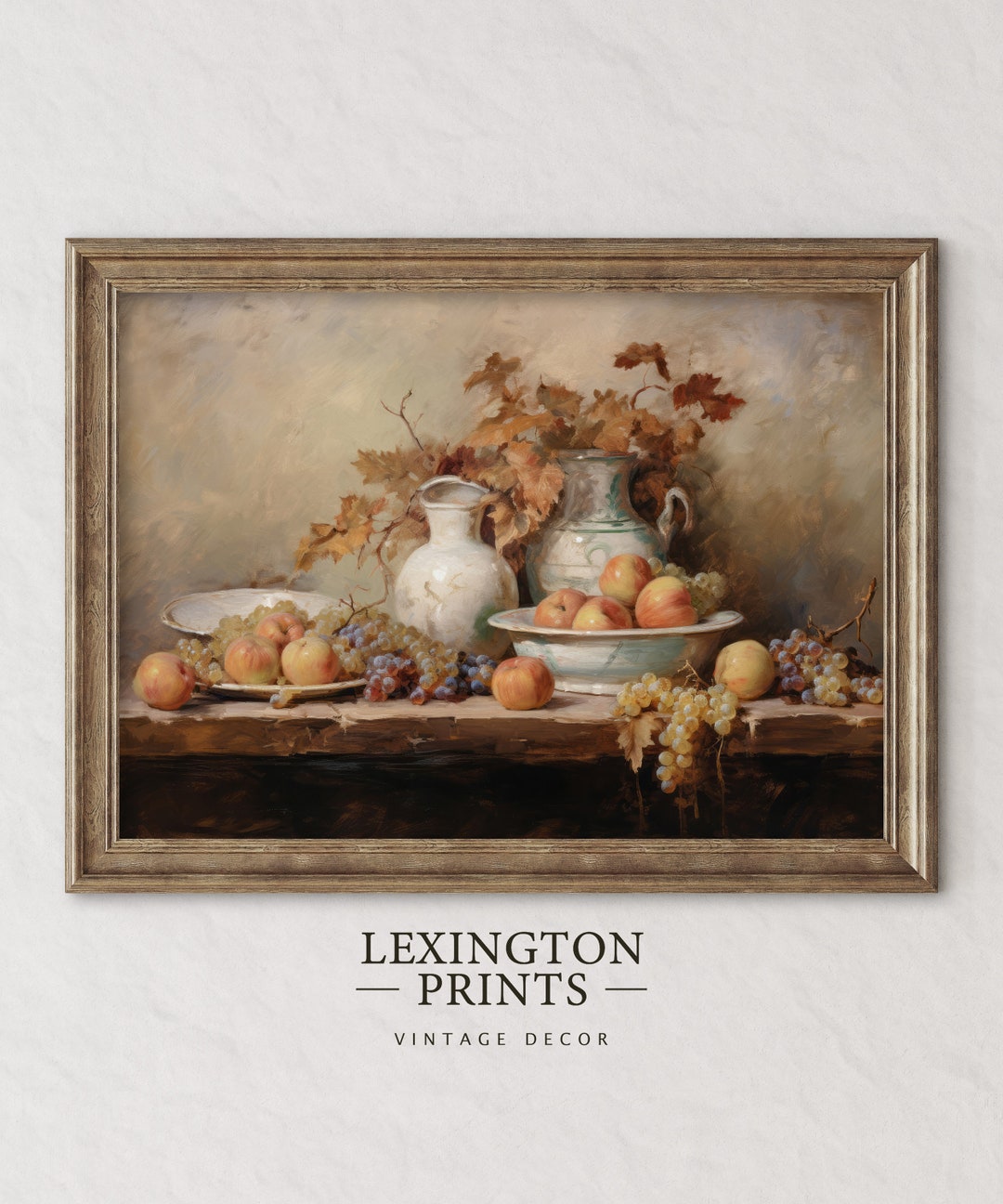 Fall Art Printable Harvest Still Life Oil Painting Rustic Fall Decor ...