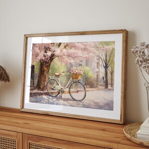 Spring Bike Art Spring Decor Spring Print Town City Art Print Farmhouse ...