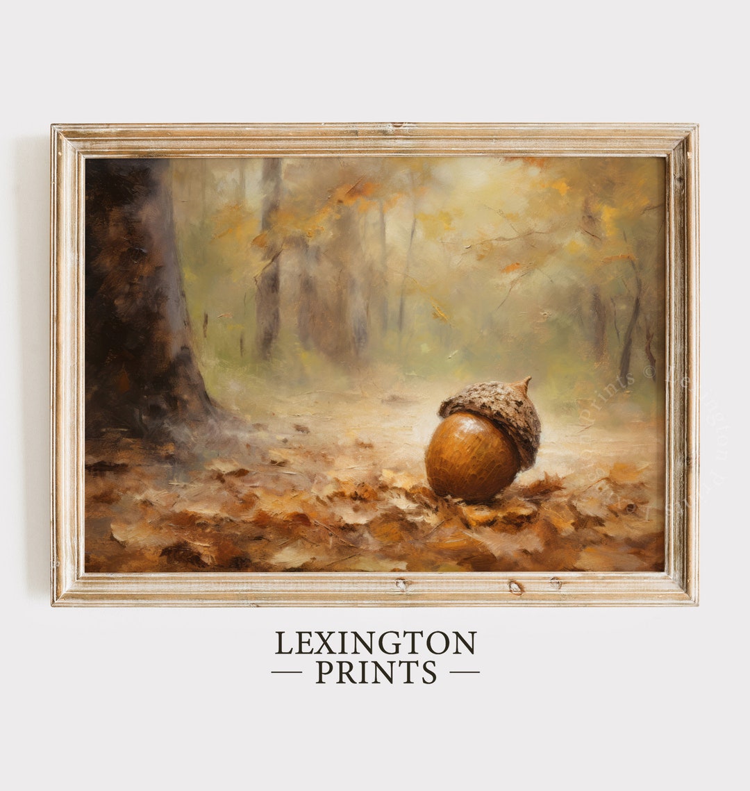 Rustic Fall Wall Art Acorn Fall Painting Fall Acorn Vintage Fall Decor ...