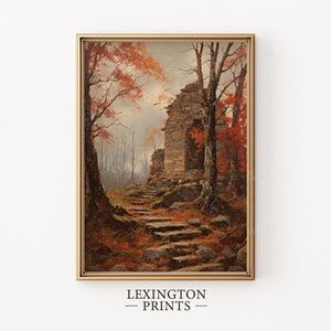 Vintage Autumn Landscape Painting Fall Home Decor Autumn Painting Moody ...