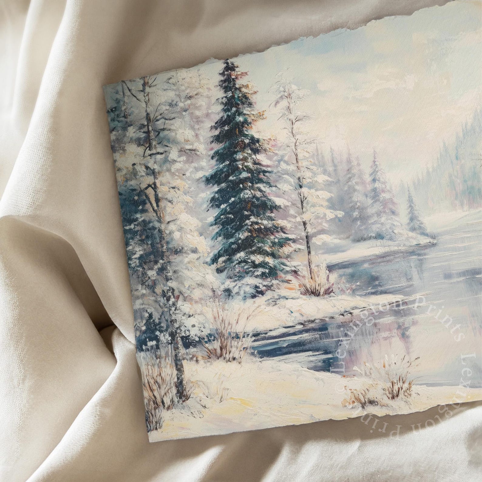 Snowy Landscape Winter Printable Wall Art, Frozen Lake Print Winter ...