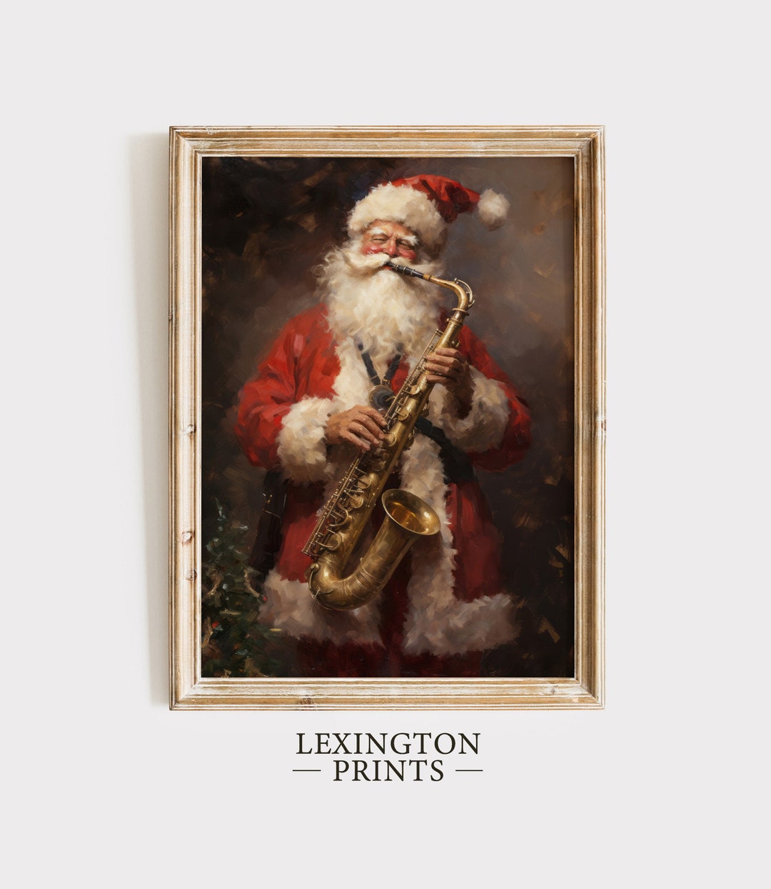 Santa Christmas Santa Playing Saxophone Christmas Wall Art Santa ...