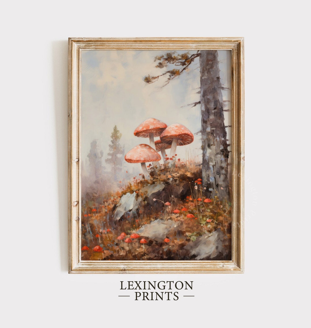 Rustic Fall Wall Art Mushroom Fall Painting Fall Vintage Fall Decor ...