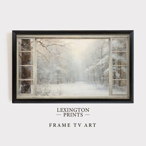 Snowy Window Winter Frame TV Art Winter Forest Wall Art Landscape ...