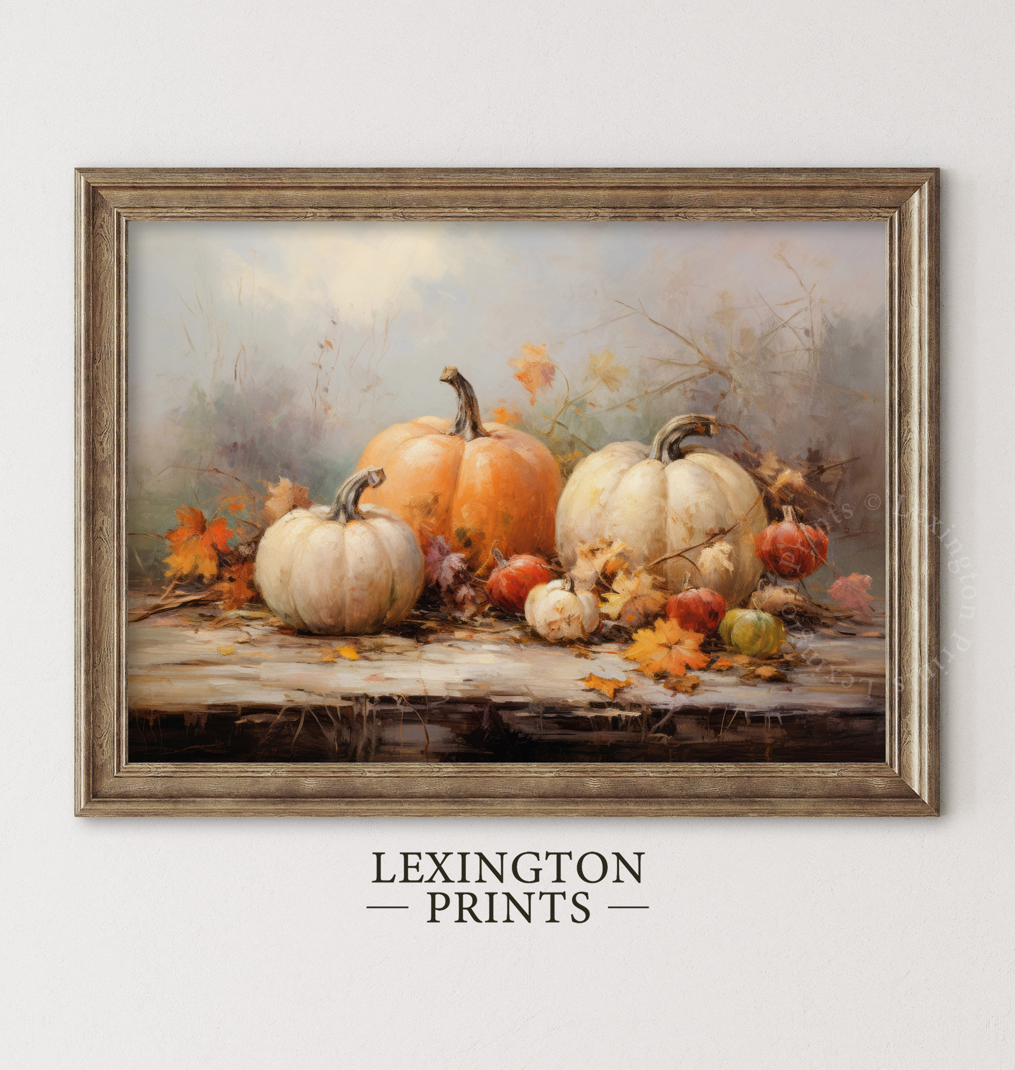 Fall Art Printable Pumpkin Still Life Oil Painting Rustic Fall Decor ...