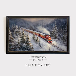 Christmas Train Art Christmas Frame TV Art Christmas Wall Art Forest ...