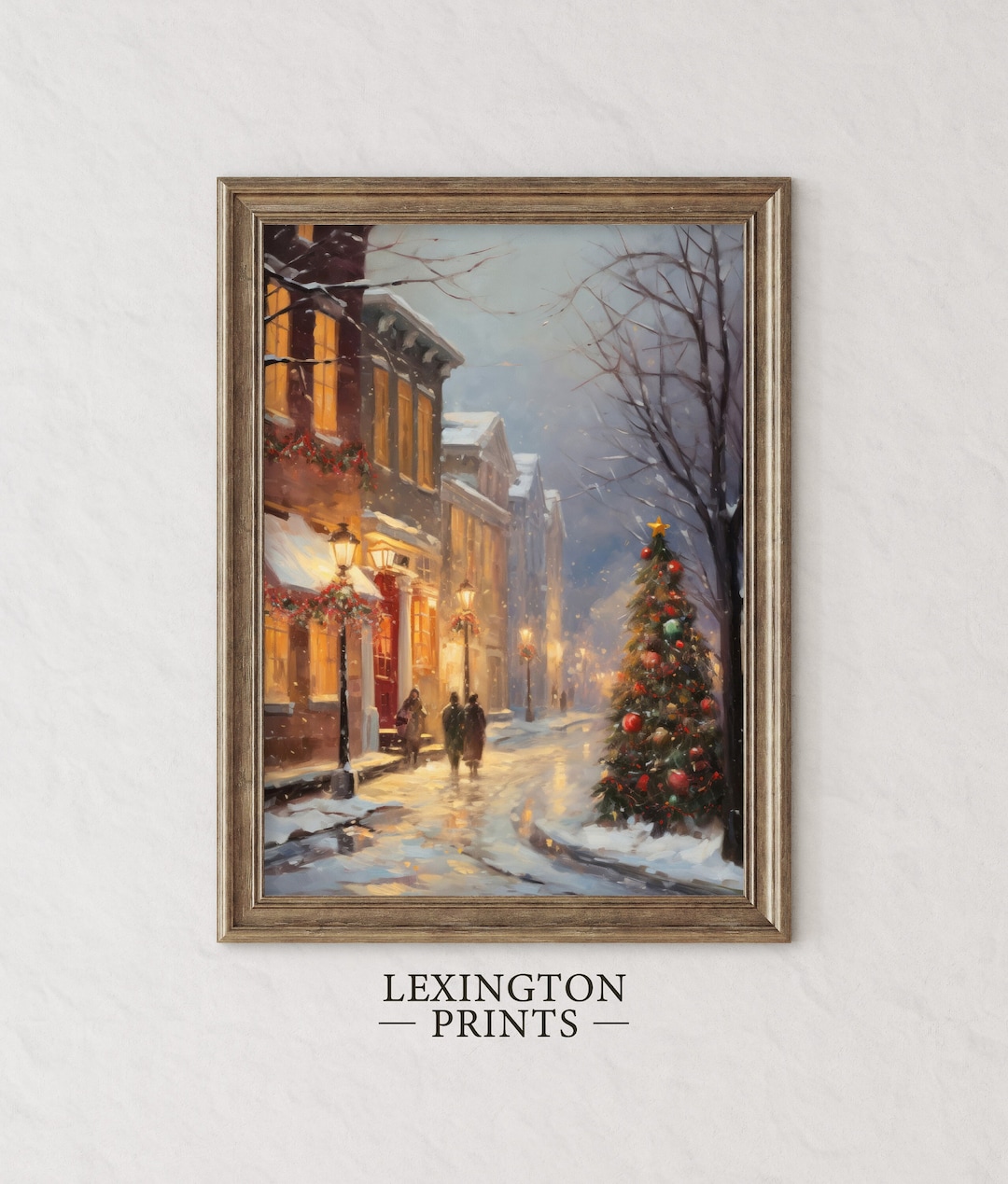 Vintage Christmas Wall Art Town City Art Landscape Painting Christmas ...