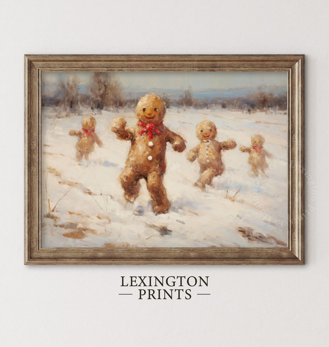 Cute Christmas Gingerbread Man Playing Christmas Decor Christmas Wall ...