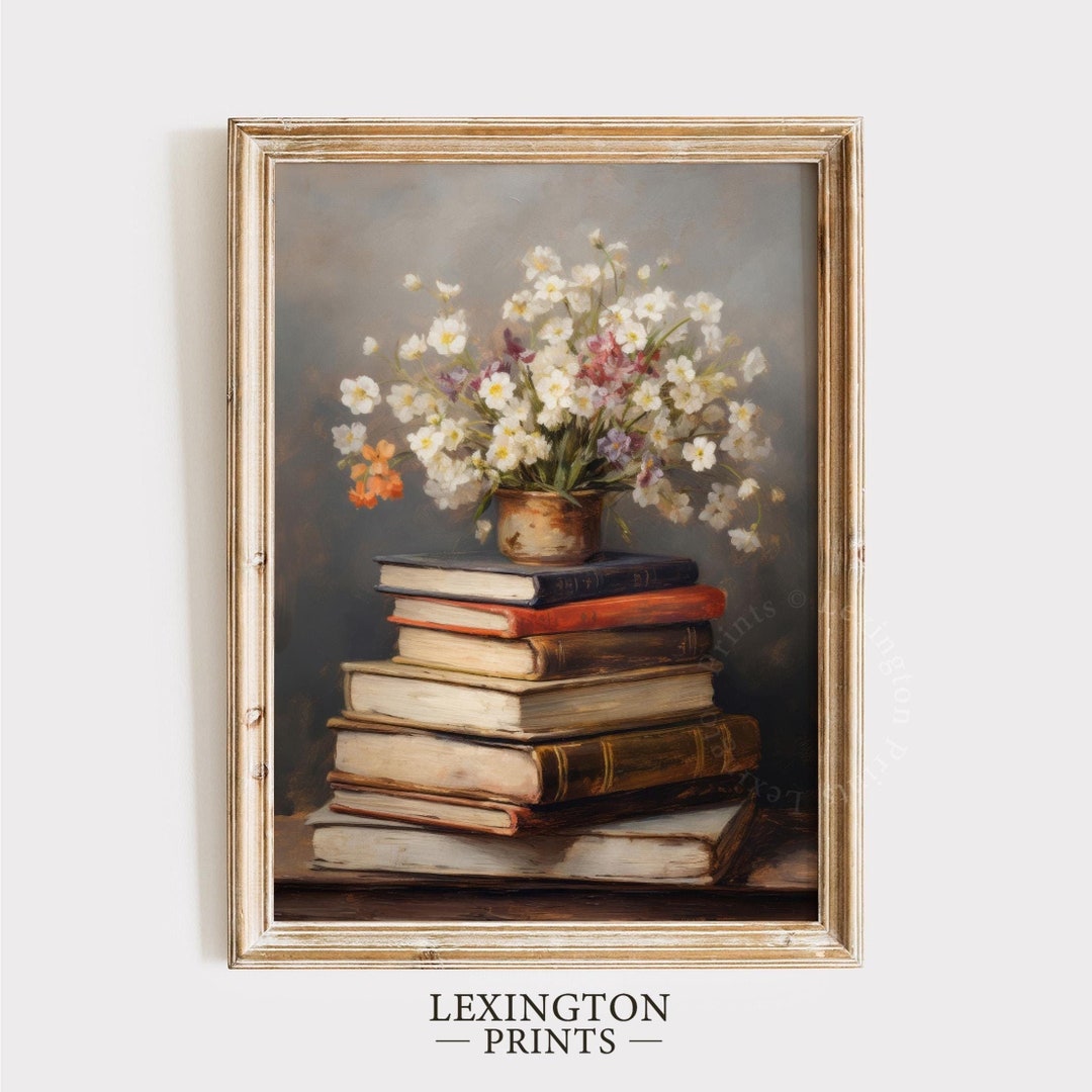 Floral Spring Wall Art Book Still Life Spring Print Spring Decor Dark ...