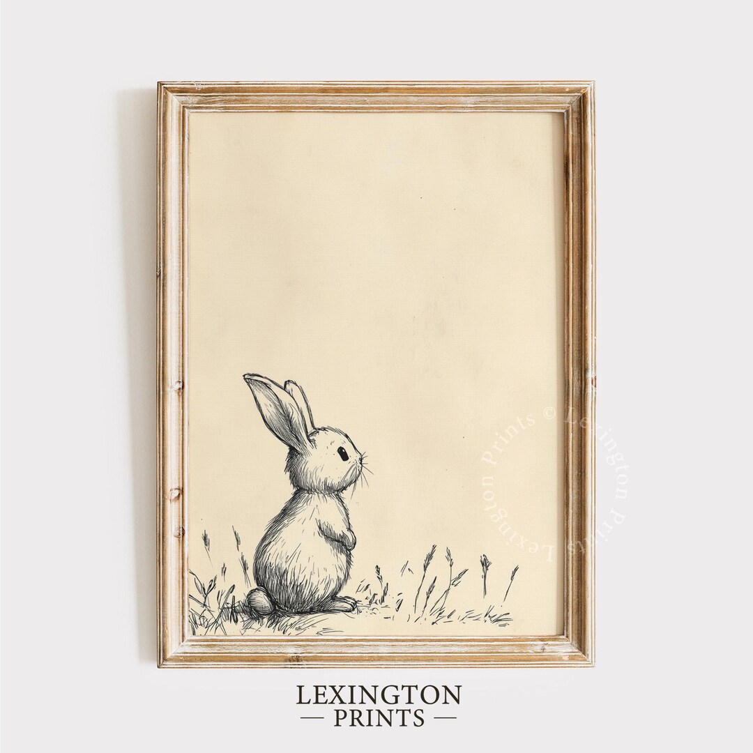 Corner Easter Bunny Print, Easter PRINTABLE Wall Art, Bunny Wall Art ...