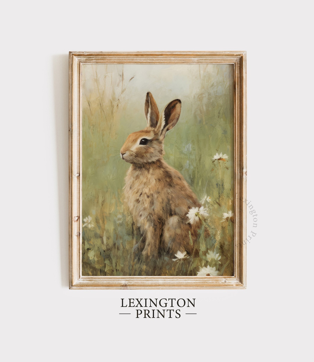 Rustic Spring Bunny Rabbit Printable, Wildflower Field Art, Vintage ...