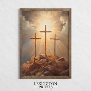 Easter Christian Wall Art Christian Cross Art Calvary Printable Easter Print Religious Art ...