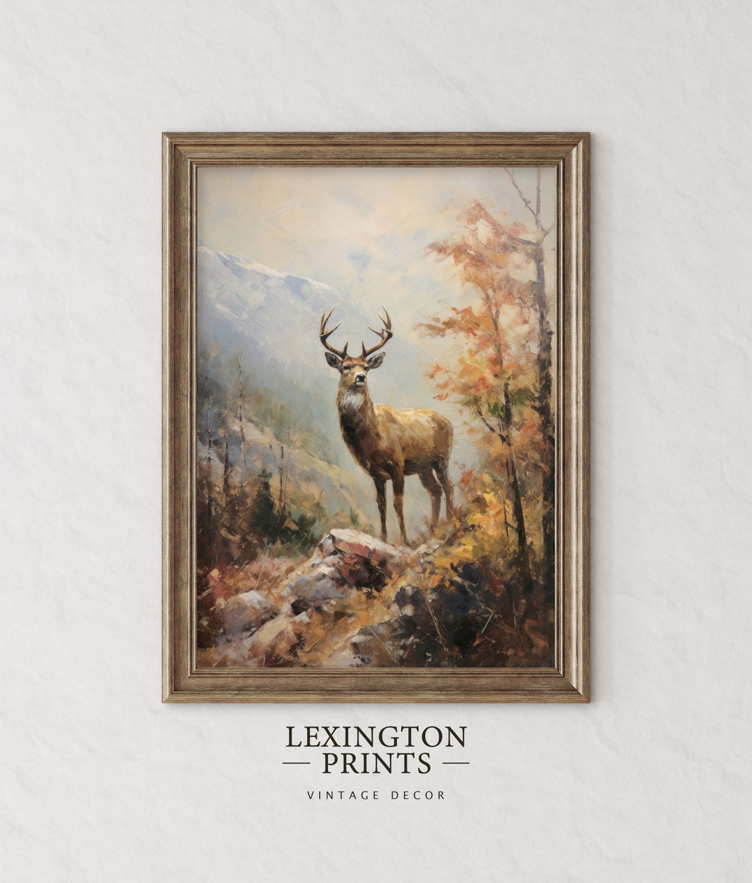 Rustic Fall Wall Art Deer Painting Fall Decor Printable Vintage Autumn ...