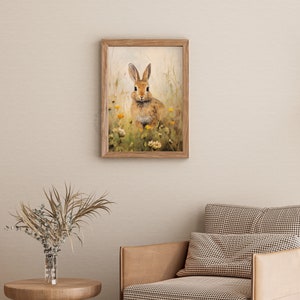 Spring Bunny Rabbit Printable, Wildflower Field Art Easter Print ...