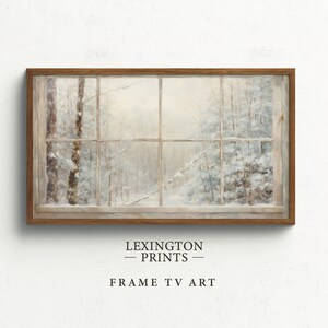 Snowy Window Christmas Frame TV Art Christmas Forest Wall Art Landscape ...