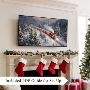Christmas Train Art Christmas Frame TV Art Christmas Wall Art Forest ...