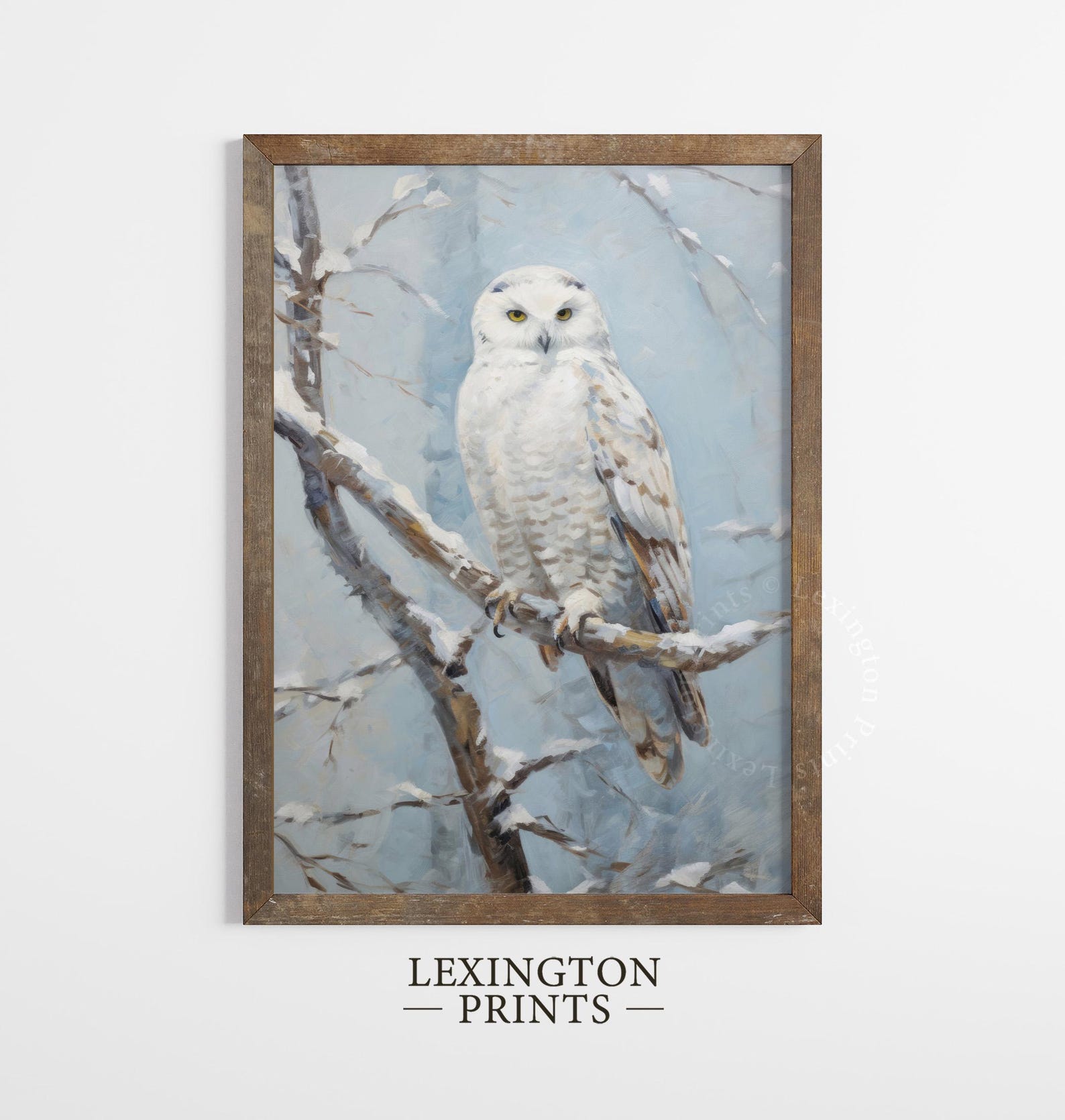 Snowy Owl Print Rustic Winter Print Christmas Print Vintage Christmas ...