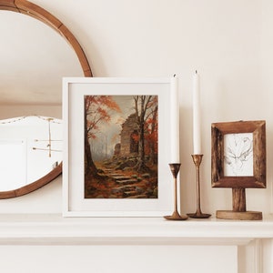 Vintage Autumn Landscape Painting Fall Home Decor Autumn Painting Moody ...
