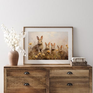 Spring Bunny Rabbits Spring Decor, Vintage Farmhouse Print, Vintage ...