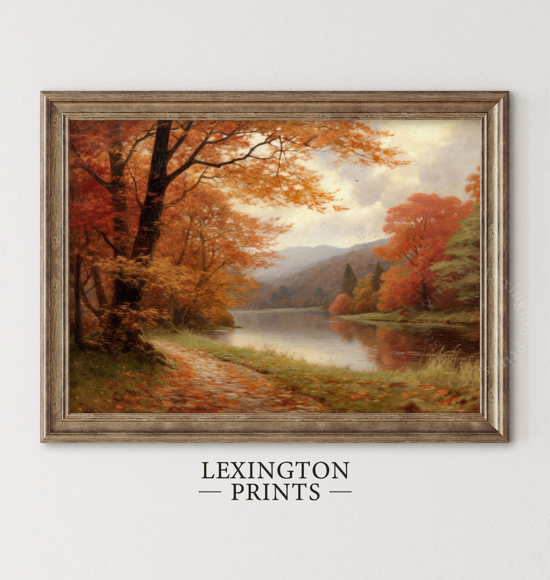 Vintage Fall Landscape Painting Fall Wall Art Fall Oil Painting Fall ...