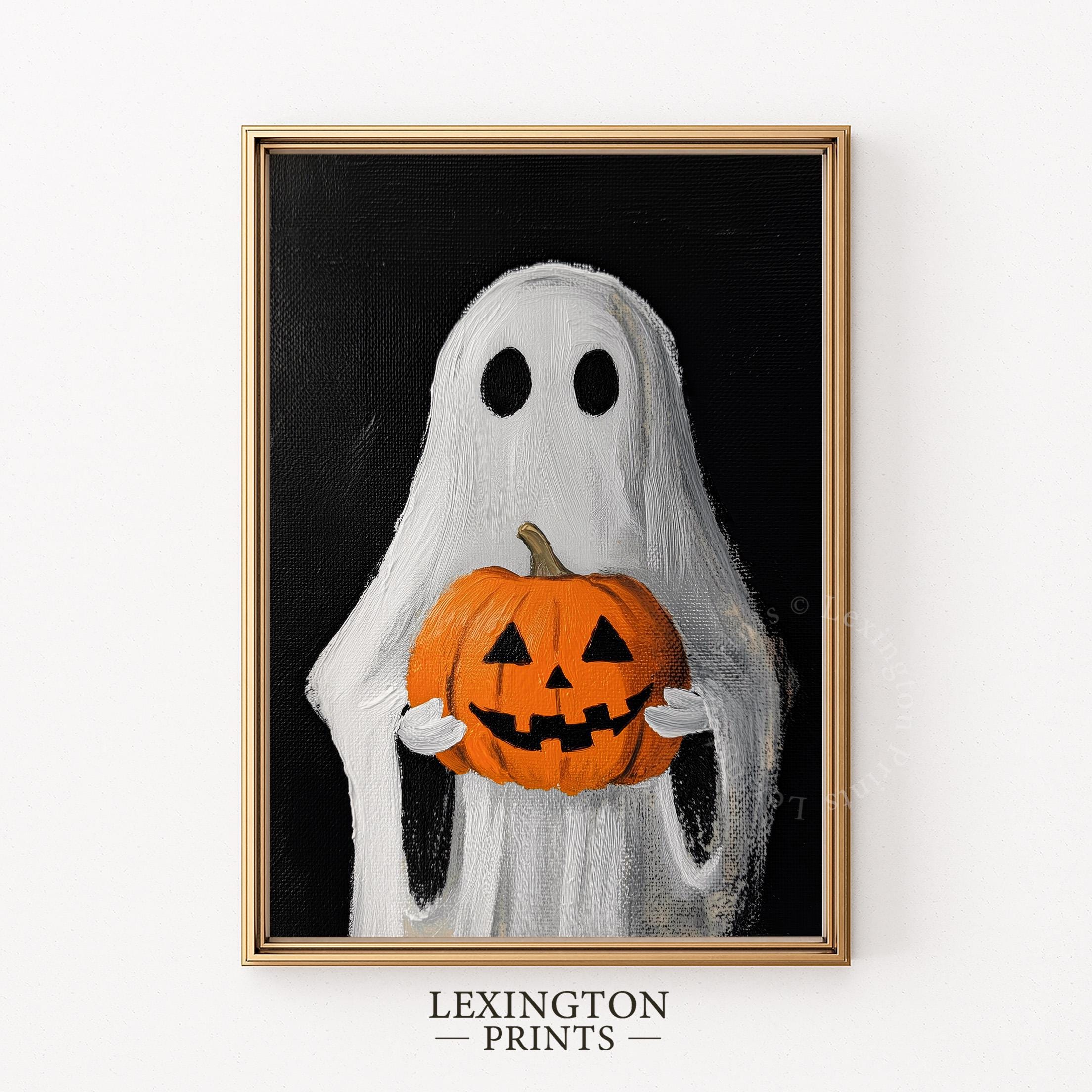 Ghost & Jack O Lantern Halloween Printable Wall Art, Ghost Print ...
