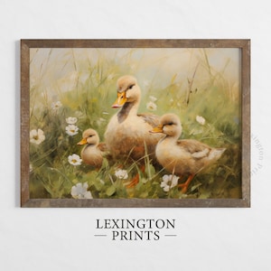 Duck Family in Wildflower Field Printable, Spring Print Bird Painting ...