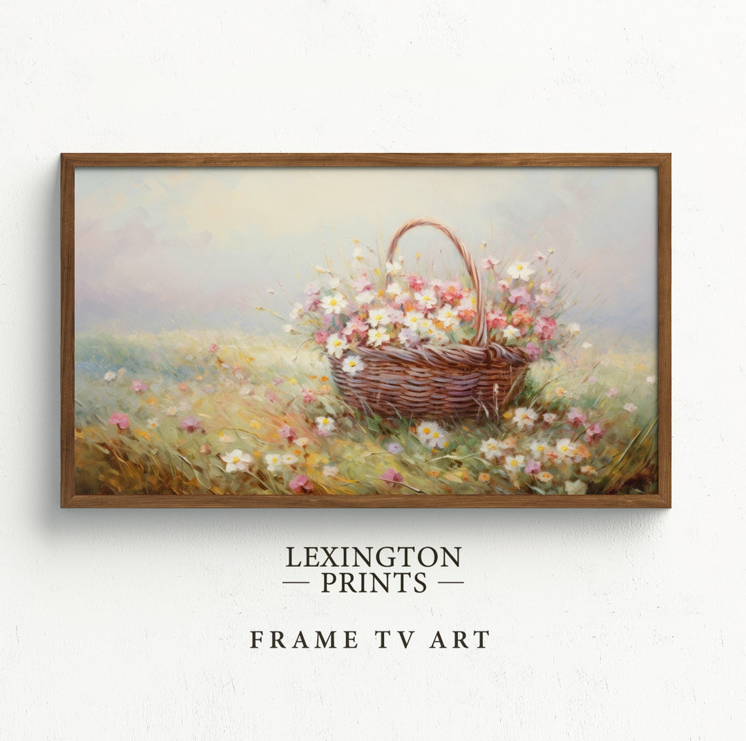 Easter Basket Samsung Frame TV Art, Wildflower Basket Easter TV Art ...