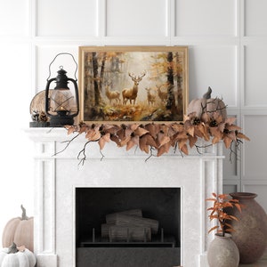 Fall Wall Decor Printable Deer Painting Forest Art Painting Rustic Fall ...