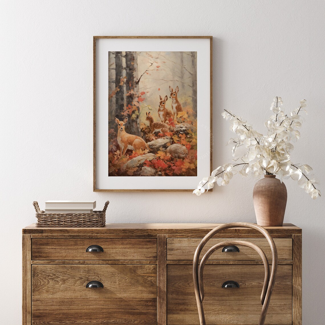 Rustic Fall Decor Wall Art Deer Painting Fall Printable Vintage Autumn ...