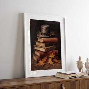 Rustic Fall Decor Wall Art Book Art Printable Vintage Fall Oil Painting ...