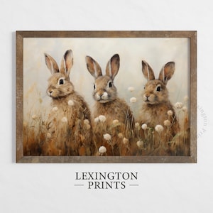 Spring Bunny Rabbits Spring Decor, Vintage Farmhouse Print, Vintage ...