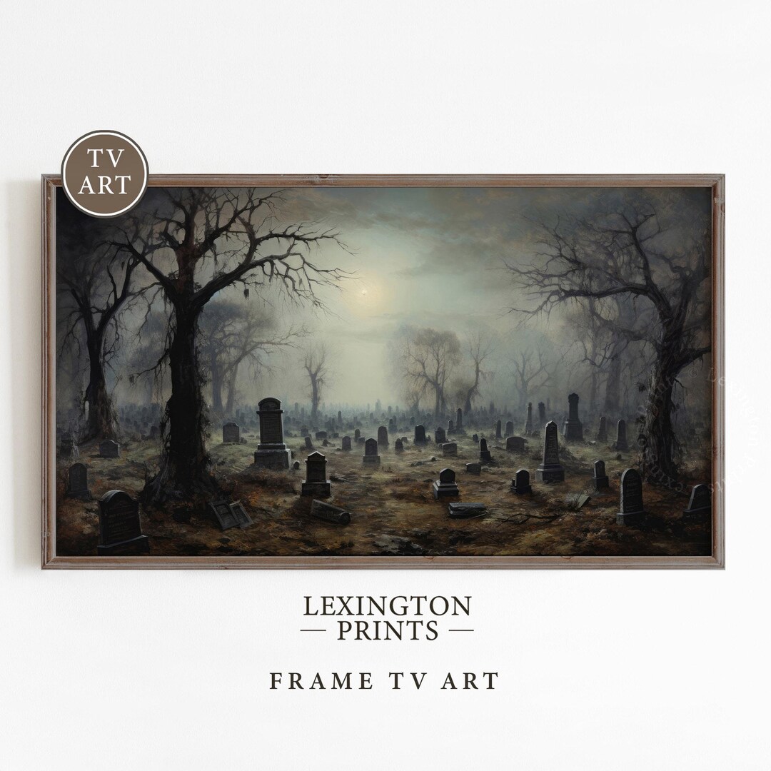 Graveyard TV Art Halloween Frame TV Art Halloween Spooky Graveyard ...