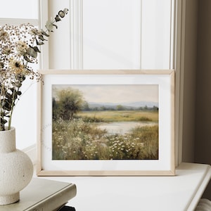 Spring Printable Wildflower Field Landscape Painting, Spring Print ...